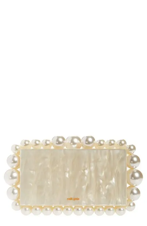 Cult Gaia Eos Beaded Acrylic Box Clutch - Ivory
