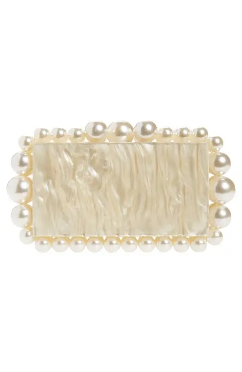 Cult Gaia Eos Beaded Acrylic Box Clutch - Ivory