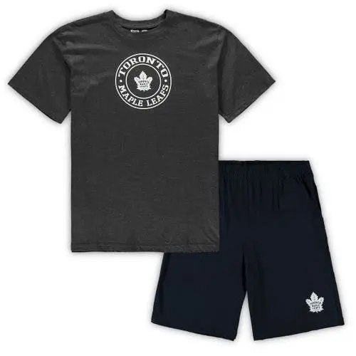 CONCEPTS SPORT Heathered Charcoal Toronto Maple Leafs Big & Tall T-shirt & Shorts Sleep Set - Navy