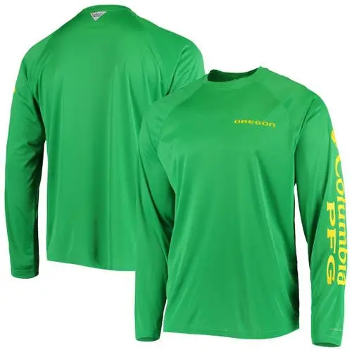 Columbia Oregon Ducks Terminal Tackle Omni-shade Raglan Long Sleeve T-shirt - Green
