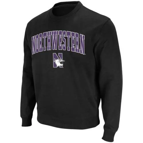 COLOSSEUM Northwestern Wildcats Arch & Logo Crew Neck Sweatshirt - Black