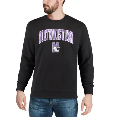 COLOSSEUM Northwestern Wildcats Arch & Logo Crew Neck Sweatshirt - Black