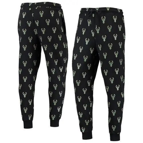 THE WILD COLLECTIVE Milwaukee Bucks Allover Logo Jogger Pants