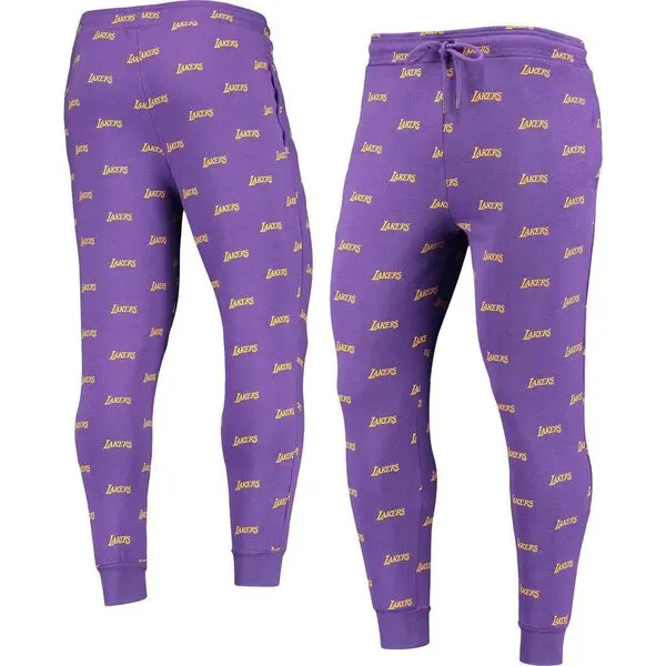 THE WILD COLLECTIVE Los Angeles Lakers Allover Logo Jogger Pants - Purple