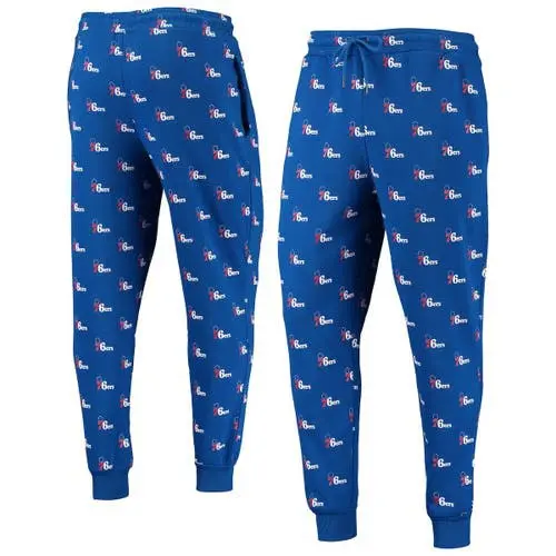 THE WILD COLLECTIVE Philadelphia 76ers Allover Logo Jogger Pants - Royal