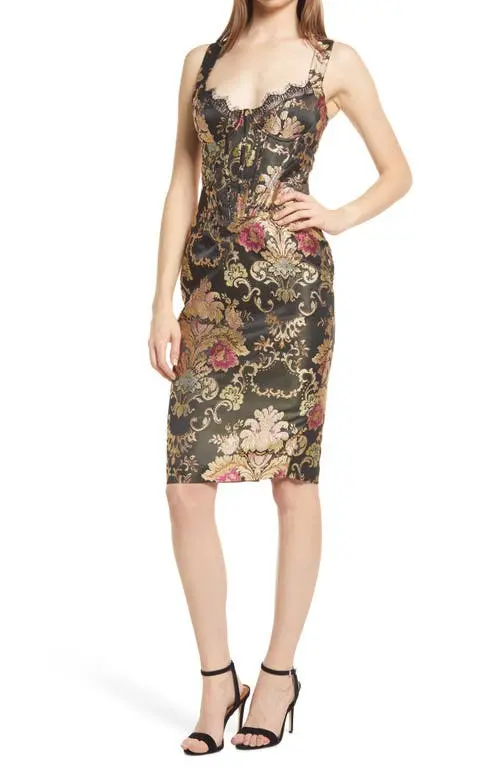 white christmas dresses Lavish Alice Ruched Corset Mesh Midi Dress in Spring Green