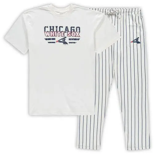 CONCEPTS SPORT Navy Chicago Sox Big & Tall Pinstripe Sleep Set - White