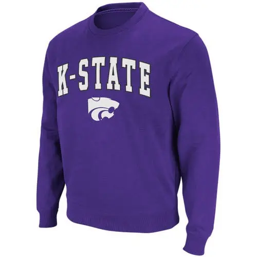COLOSSEUM Kansas State Wildcats Arch & Logo Crew Neck Sweatshirt - Purple