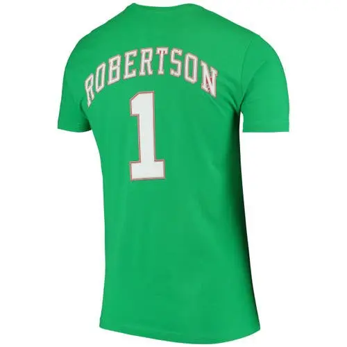 Mitchell & Ness Oscar Robertson Milwaukee Bucks Hardwood Classics Stitch Name & Number T-shirt - Green