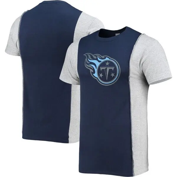 REFRIED APPAREL Heathered Gray Tennessee Titans Sustainable Split T-shirt - Navy