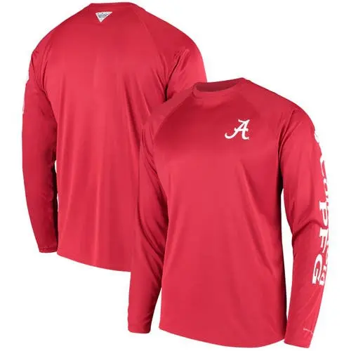 Columbia Alabama Tide Terminal Tackle Omni-shade Raglan Long Sleeve T-shirt - Crimson