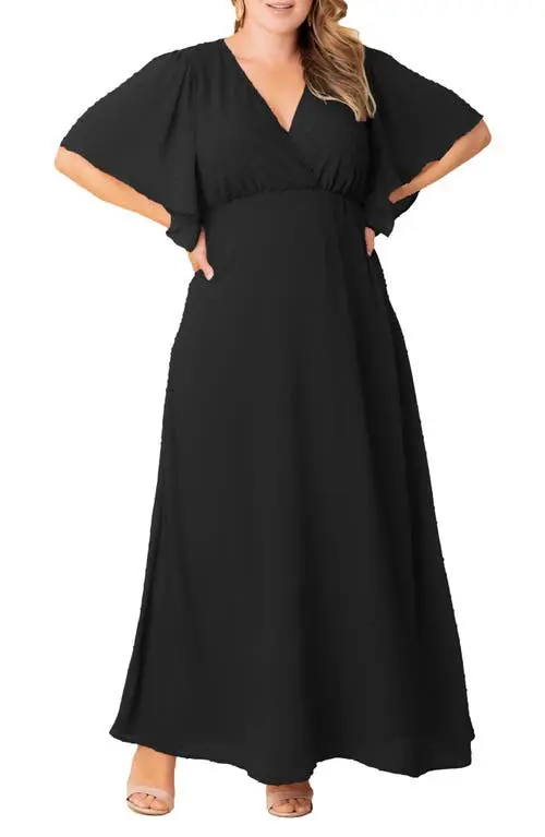KIYONNA Metallic Thread Maxi Dress - Onyx
