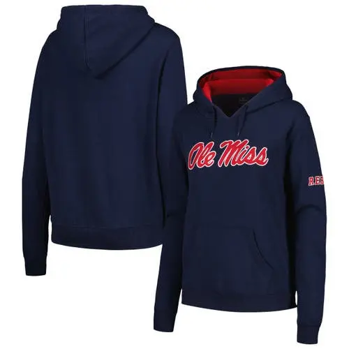 STADIUM ATHLETIC Ole Miss Rebels Big Logo Pullover Hoodie - Navy