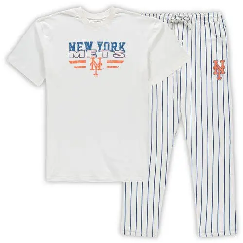 CONCEPTS SPORT Royal New York Mets Big & Tall Pinstripe Sleep Set - White