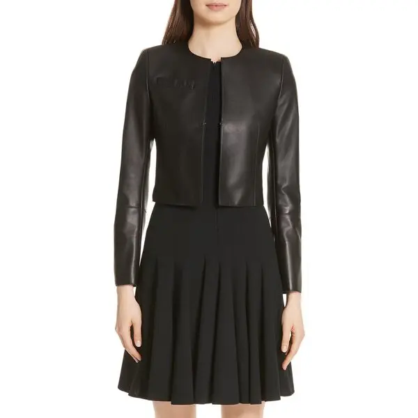 Akris Hasso Leather Crop Jacket - Black