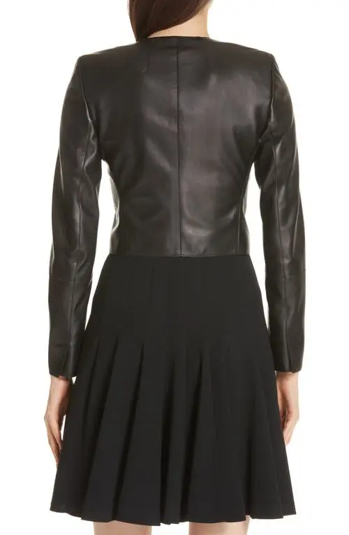 Akris Hasso Leather Crop Jacket - Black