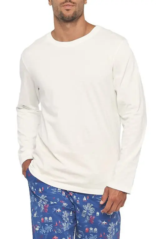 THE LAZY POET Luke St. Tropez Long Sleeve Pajama T-shirt - White