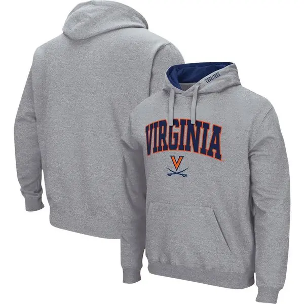 COLOSSEUM Virginia Cavaliers Arch & Logo 3.0 Pullover Hoodie - Heather Gray
