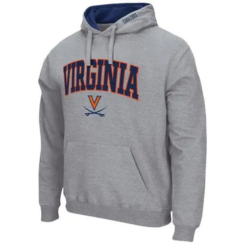 COLOSSEUM Virginia Cavaliers Arch & Logo 3.0 Pullover Hoodie - Heather Gray