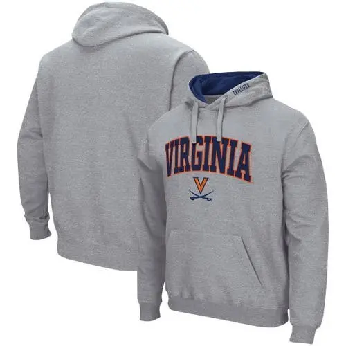 COLOSSEUM Virginia Cavaliers Arch & Logo 3.0 Pullover Hoodie - Heather Gray