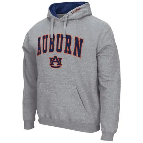 COLOSSEUM Auburn Tigers Arch & Logo 3.0 Pullover Hoodie - Heather Gray