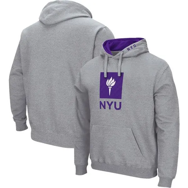 COLOSSEUM Nyu Violets Arch & Logo 3.0 Pullover Hoodie - Heather Gray