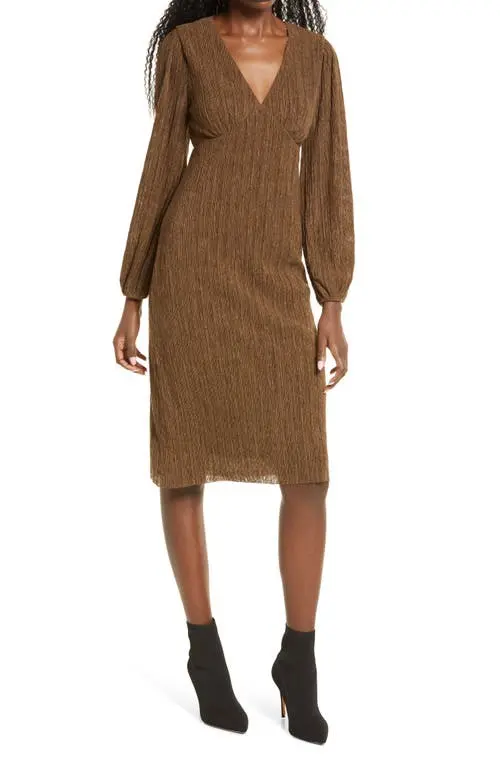 All In Favor Pliss Empire Waist Midi Dress In Desert Palm - 59% Off |  Editorialist