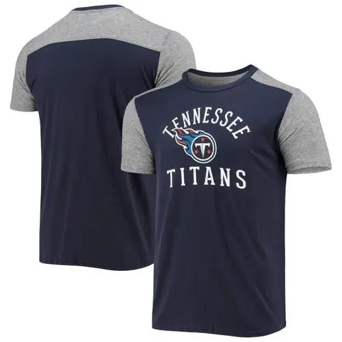 MAJESTIC THREADS Gray Tennessee Titans Field Goal Slub T-shirt - Navy
