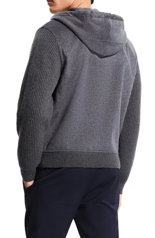 Theory Wool & Cashmere Zip Hoodie - Medium Grey