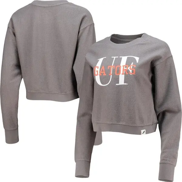 LEAGUE COLLEGIATE WEAR Florida Gators Classic Corded Timber Crop Pullover Sweatshirt - Graphite