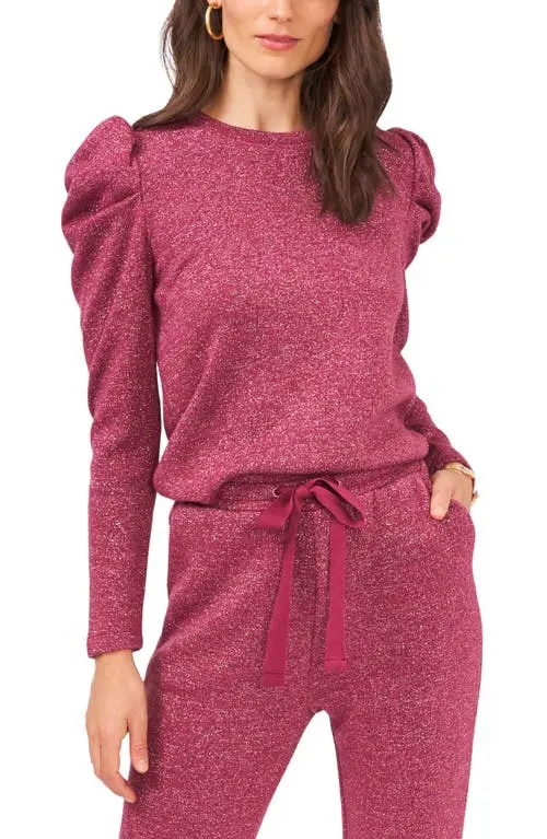 1.State Puff Sleeve Metallic Knit Top