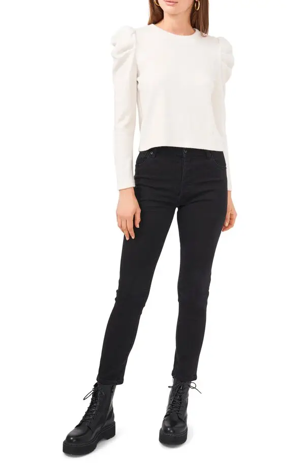 1.State Puff Sleeve Metallic Knit Top