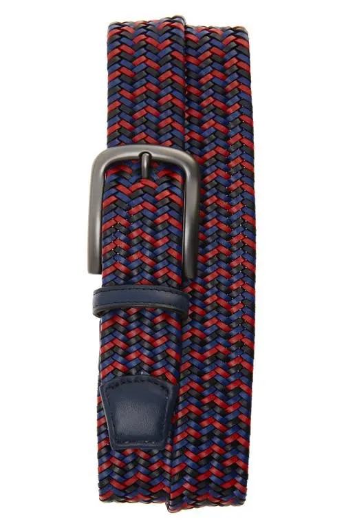Torino Braided Leather Belt - Navy/red/blue