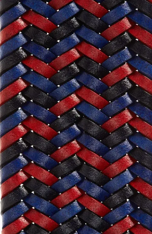 Torino Braided Leather Belt - Navy/red/blue