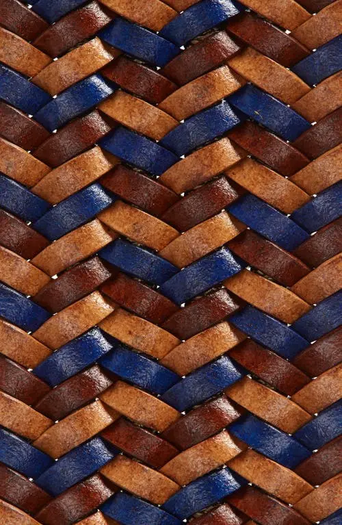 Torino Braided Leather Belt - Tan/blue/saddle