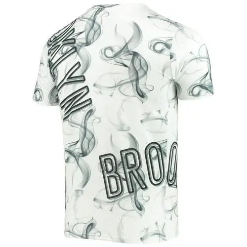 FISLL Black Brooklyn Nets Asymmetric Bold Smoke T-shirt