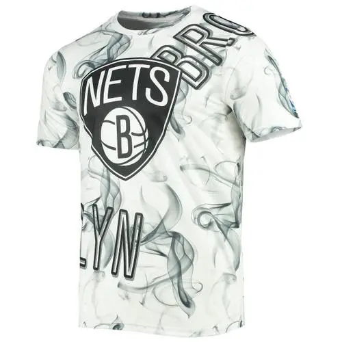FISLL Black Brooklyn Nets Asymmetric Bold Smoke T-shirt