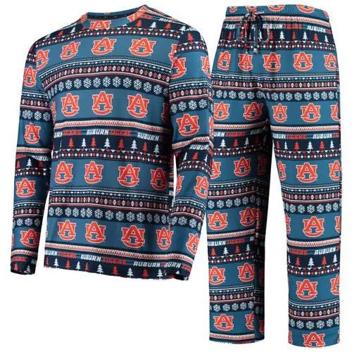 CONCEPTS SPORT Auburn Tigers Ugly Sweater Knit Long Sleeve Top And Pant Set - Navy