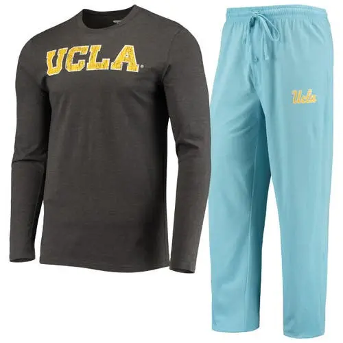 CONCEPTS SPORT Light /heathered Charcoal Ucla Bruins Meter Long Sleeve T-shirt & Pants Sleep Set - Blue