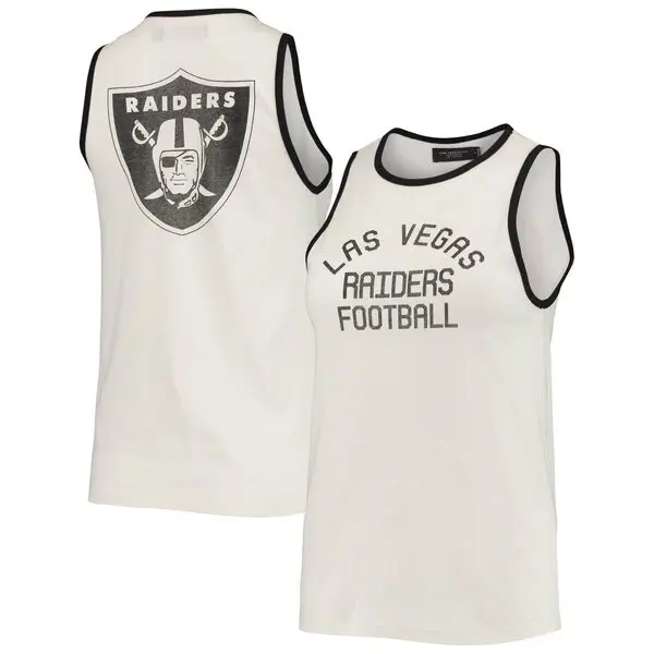 Junk Food Black Las Vegas Raiders Throwback Pop Binding Scoop Neck Tank Top - White
