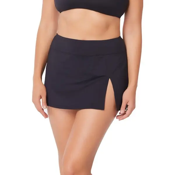 BLEU BY ROD BEATTIE Bleu Ring Me Up High Waist Skirted Bikini Bottoms - Black
