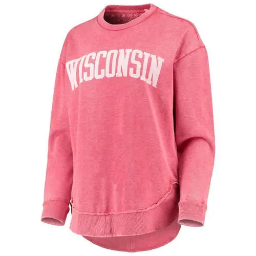 PRESSBOX Wisconsin Badgers Vintage Wash Pullover Sweatshirt