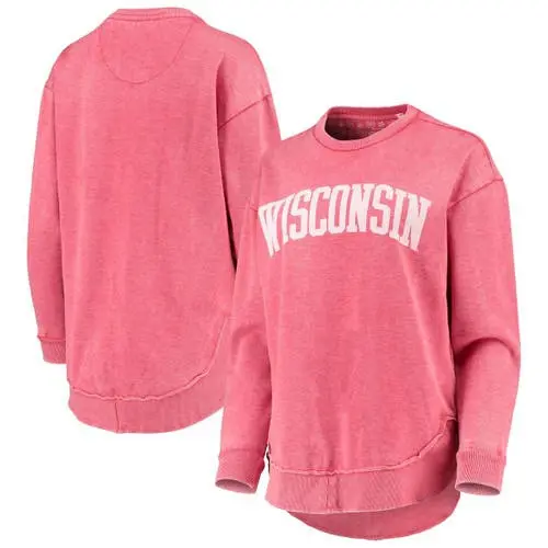 PRESSBOX Wisconsin Badgers Vintage Wash Pullover Sweatshirt