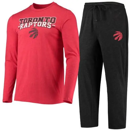 CONCEPTS SPORT Red Toronto Raptors Long Sleeve T-shirt & Pants Sleep Set - Black