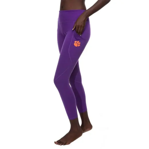 ZOOZATZ Clemson Tigers Pocketed Leggings - Purple