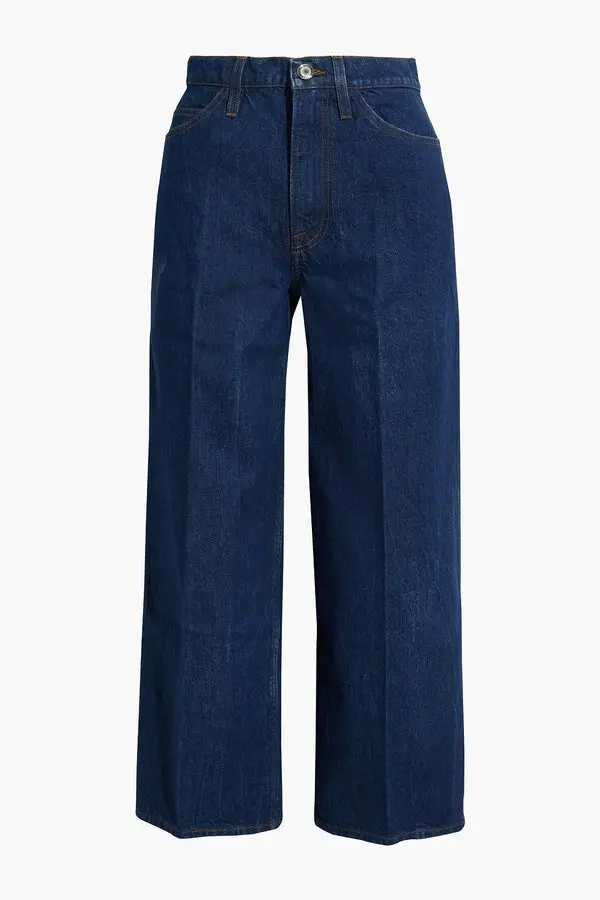 FRAME Le Italien Cropped Highrise Wideleg Jeans - Dark Denim
