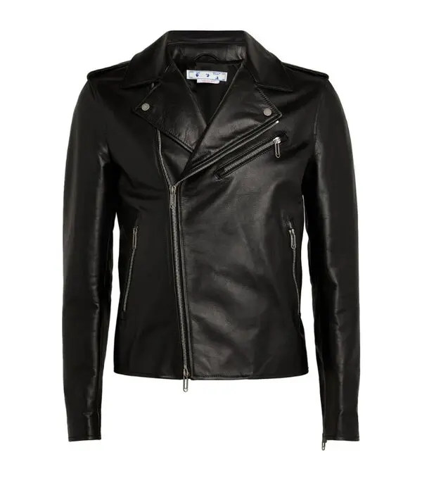 Off-White Leather Diagonals Biker Jacket