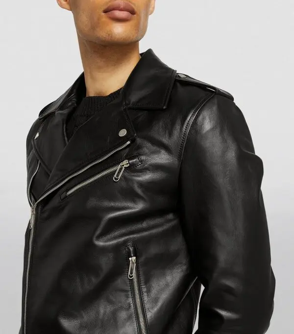 Off-White Leather Diagonals Biker Jacket