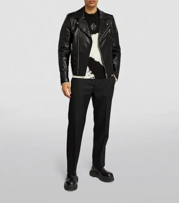 Off-White Leather Diagonals Biker Jacket