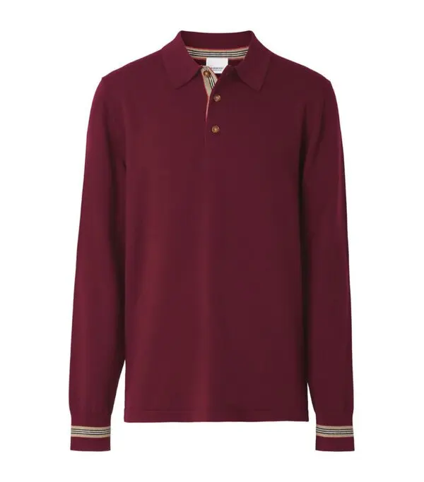 Burberry Wool Icon Stripe Long-sleeved Polo Shirt